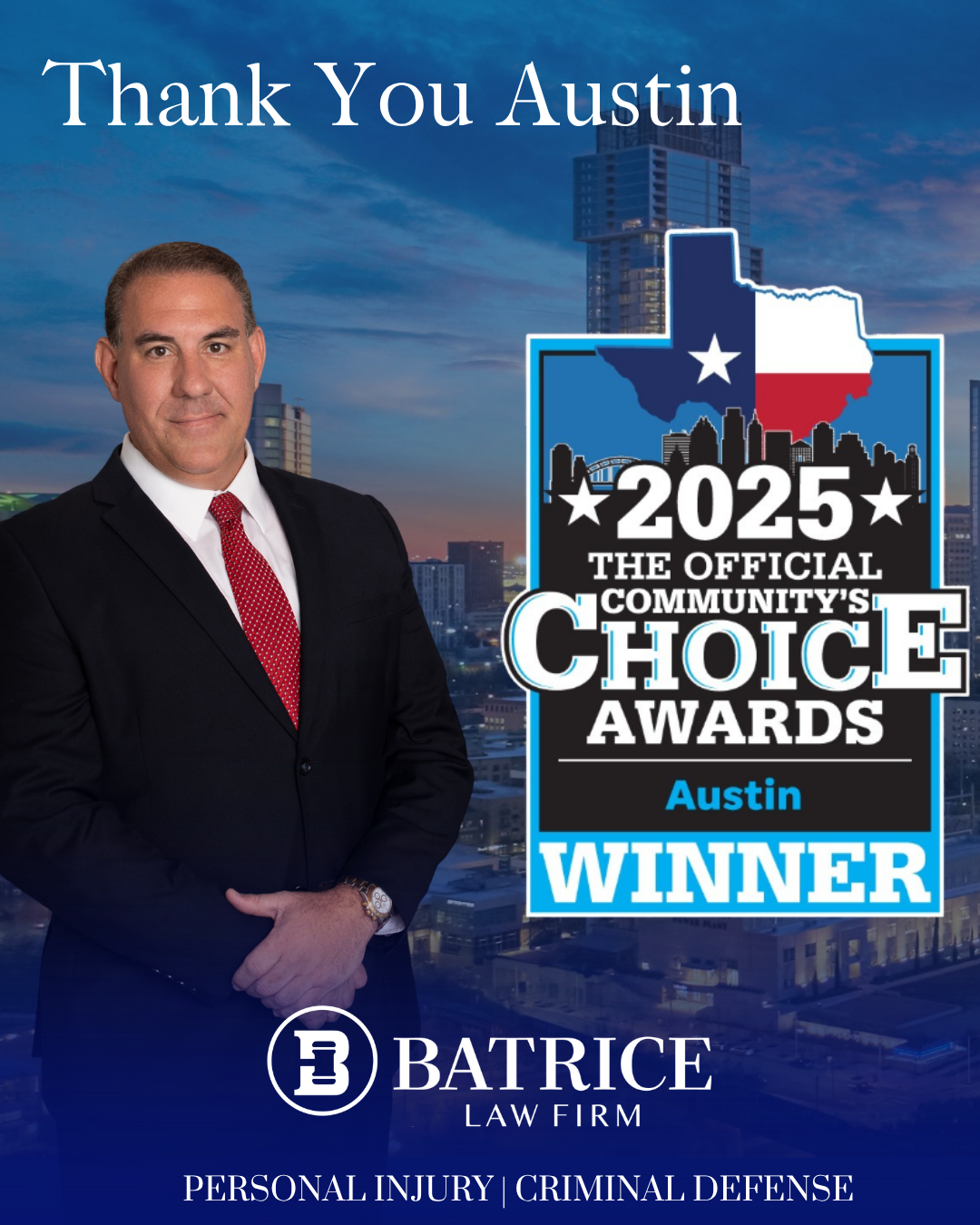 Batrice Law Firm Awarded "Best Law Firm" in Austin, TX